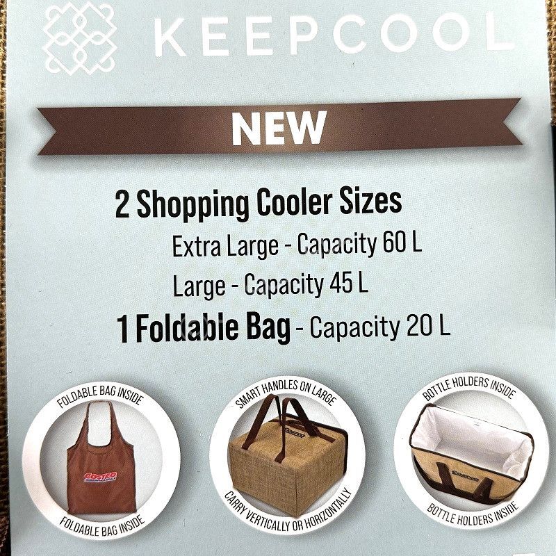 コストコ サスティナブル ジュート クーラーバッグ 3Pセット (60L,+45L+ ポケットバッグ) Costco Sustainable Jute Cooler Bag 3P Set
