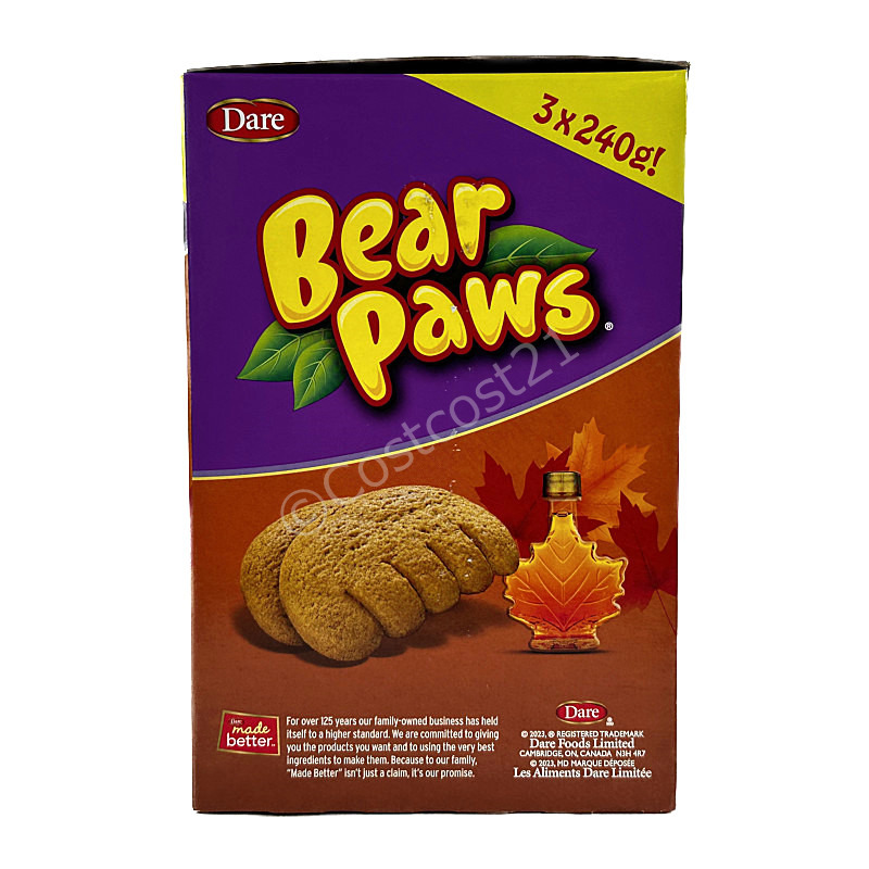 ベアポウ ソフトメープルクッキー 720g (36枚入り) Dare Bear Paws Soft Maple Cookies