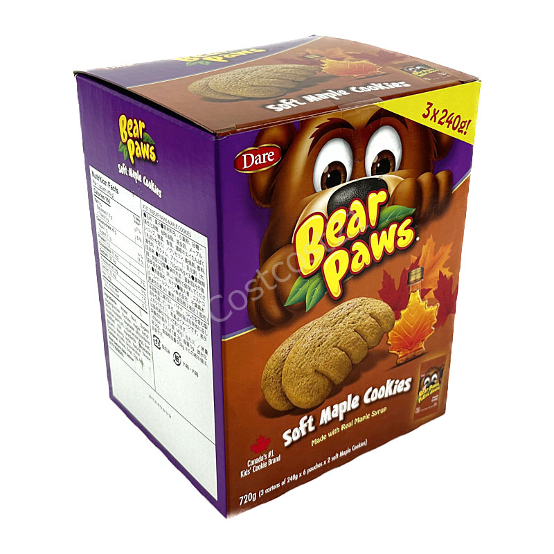 ベアポウ ソフトメープルクッキー 720g (36枚入り) Dare Bear Paws Soft Maple Cookies